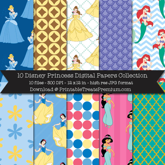 10 Disney Princess Digital Papers Collection