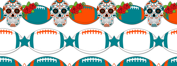 Aqua, Orange, and White Football Borders Clipart Pack