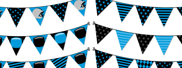 Blue, Black, and Silver Football Bunting Banners Clipart Pack