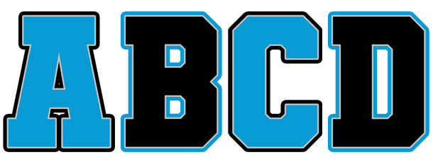 Blue, Black, and Silver Sports Jersey Alphabet Clipart Pack