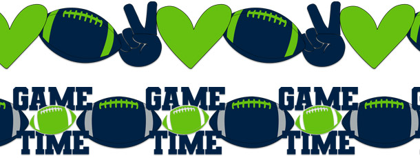 Blue, Green, and Gray Football Borders Clipart Pack