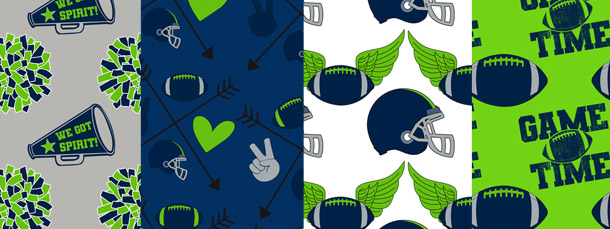 Blue, Green, and Gray Football Theme Digital Paper Pack
