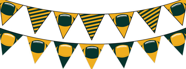 Dark Green and Gold Football Bunting Banner Clipart Pack