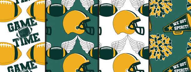 Dark Green and Gold Football Digital Paper Pack