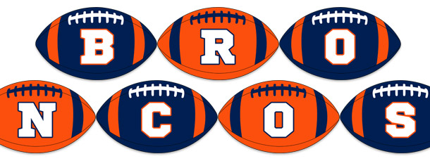 Orange and Navy Blue Football Decorative Alphabet Clipart Pack