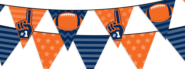 Orange and Navy Blue Football Bunting Banner Clipart Pack