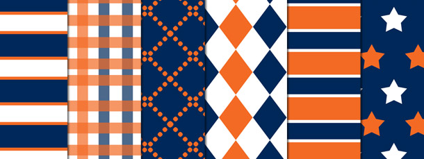 Orange and Navy Blue Digital Paper Pack