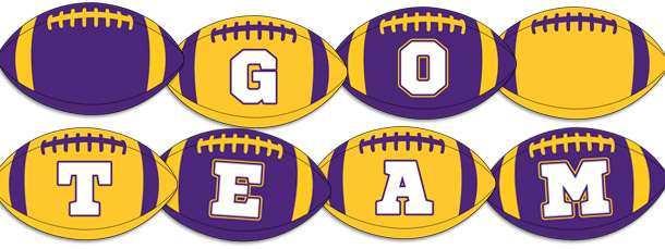 Purple and Gold Football Decorative Alphabet Clipart Pack