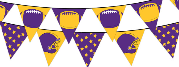 Purple and Gold Football Bunting Banner Clipart Pack