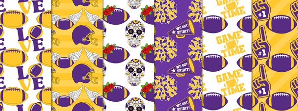 Purple and Gold Football Digital Paper Pack