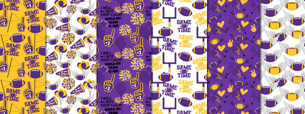 Purple and Gold Football Digital Papers – Part 2