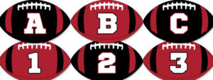 Red and Black Football Decorative Alphabet Clipart Pack
