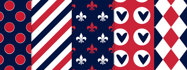 Red, Blue, and White Digital Paper Pack