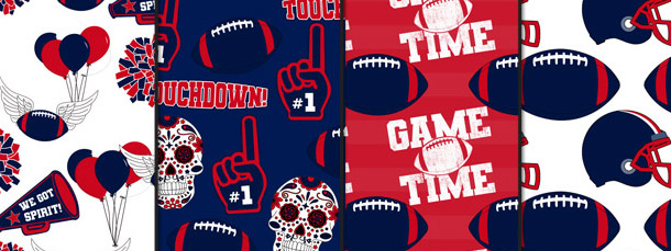 Red, Blue, and White Football Theme Digital Paper Pack