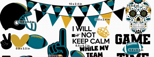 Teal, Black, and Gold Football Theme Clipart Pack