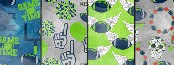 Textured Blue, Green, and Gray Football Digital Paper Pack