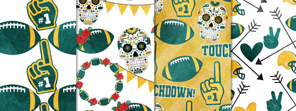 Textured Dark Green and Gold Football Digital Paper Pack