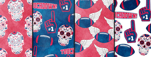 Textured Red, Blue, and White Football Theme Digital Paper Pack