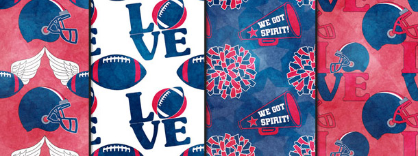 Textured Red, Blue, and White Football Theme Digital Papers – Part 2