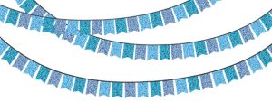 Blue Glitter Bunting Banner Clipart Pack