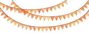 Watercolor Orange Bunting Banner Clipart Pack