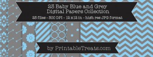 23 Baby Blue and Grey Digital Paper Collection