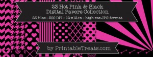 23 Hot Pink and Black Digital Papers Collection