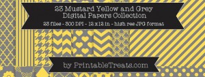 23 Mustard Yellow and Grey Digital Papers Collection