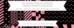 23 Pastel Pink and Black Digital Papers Collection