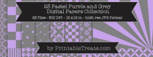 23 Pastel Purple and Grey Digital Papers Collection