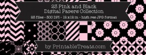 23 Pink and Black Digital Papers Collection
