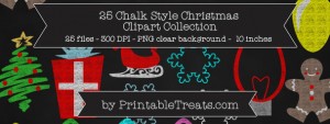 25 Chalk Style Christmas Clipart Collection