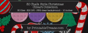 30 Chalk Style Christmas Clipart Collection