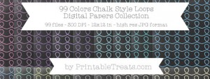 99 Colors Chalk Style Loops Digital Papers Collection